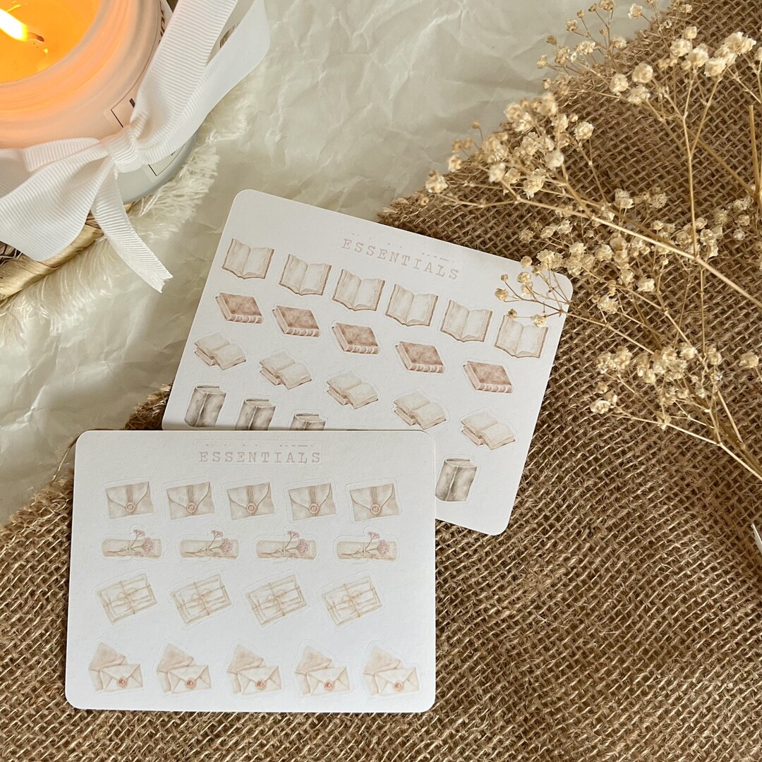 Book and Letters Essentials Sticker Sheet - Etsy