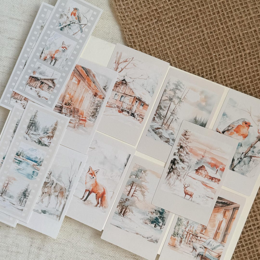 Frosty Winter, Forest Animals Die Cut Polaroid Picture Sticker Pocket ...