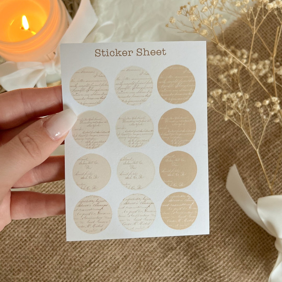 Vintage Handwriting Dots Sticker Sheet - Etsy