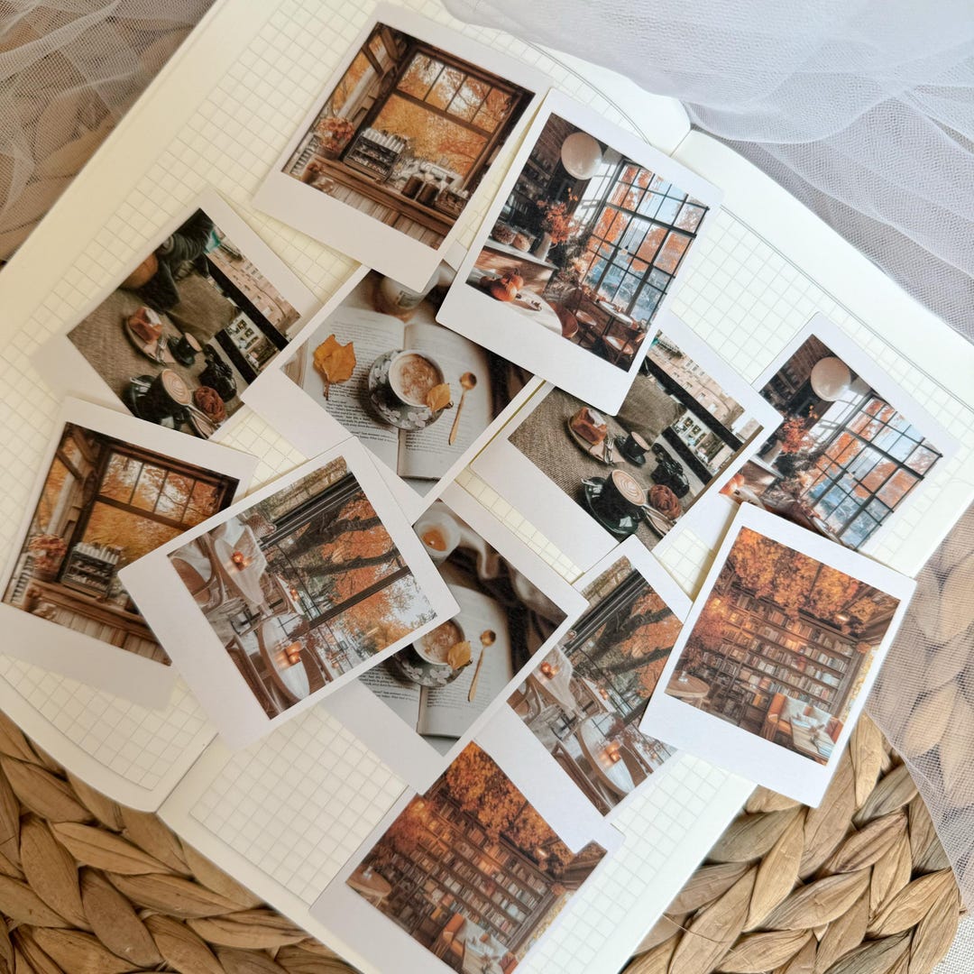 Autumn Café Vintage Photo Frame Die Cut Sticker Pocket, Planner Sticker ...
