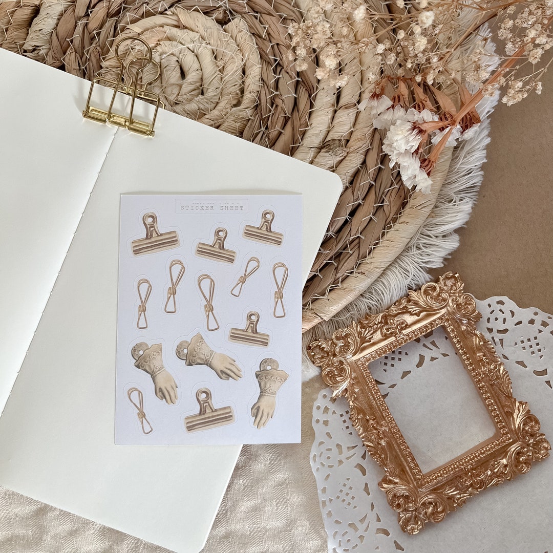 Golden Paper Clips Mini Sticker Sheet, Journaling Sticker, Planner ...