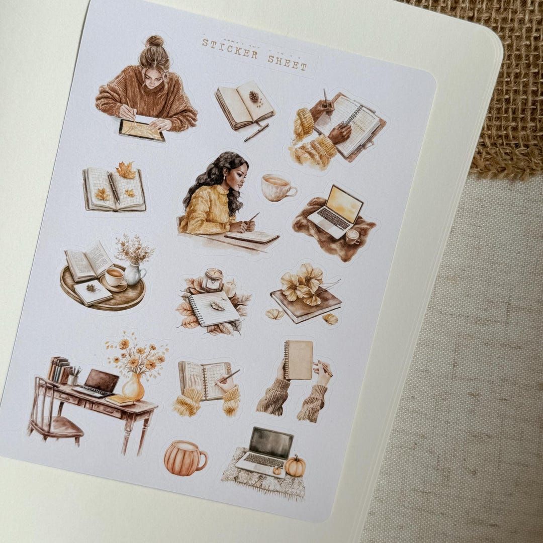 Autumn Planner Day Sticker Sheet for Journaling, Autumn Stationery ...