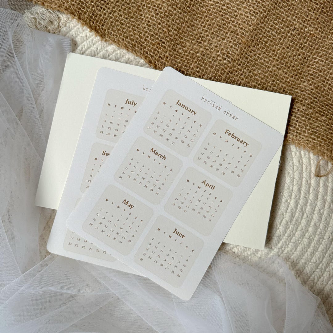 Beige 2025 Mini Calendar Planner Sticker Sheet, Functional Planner ...
