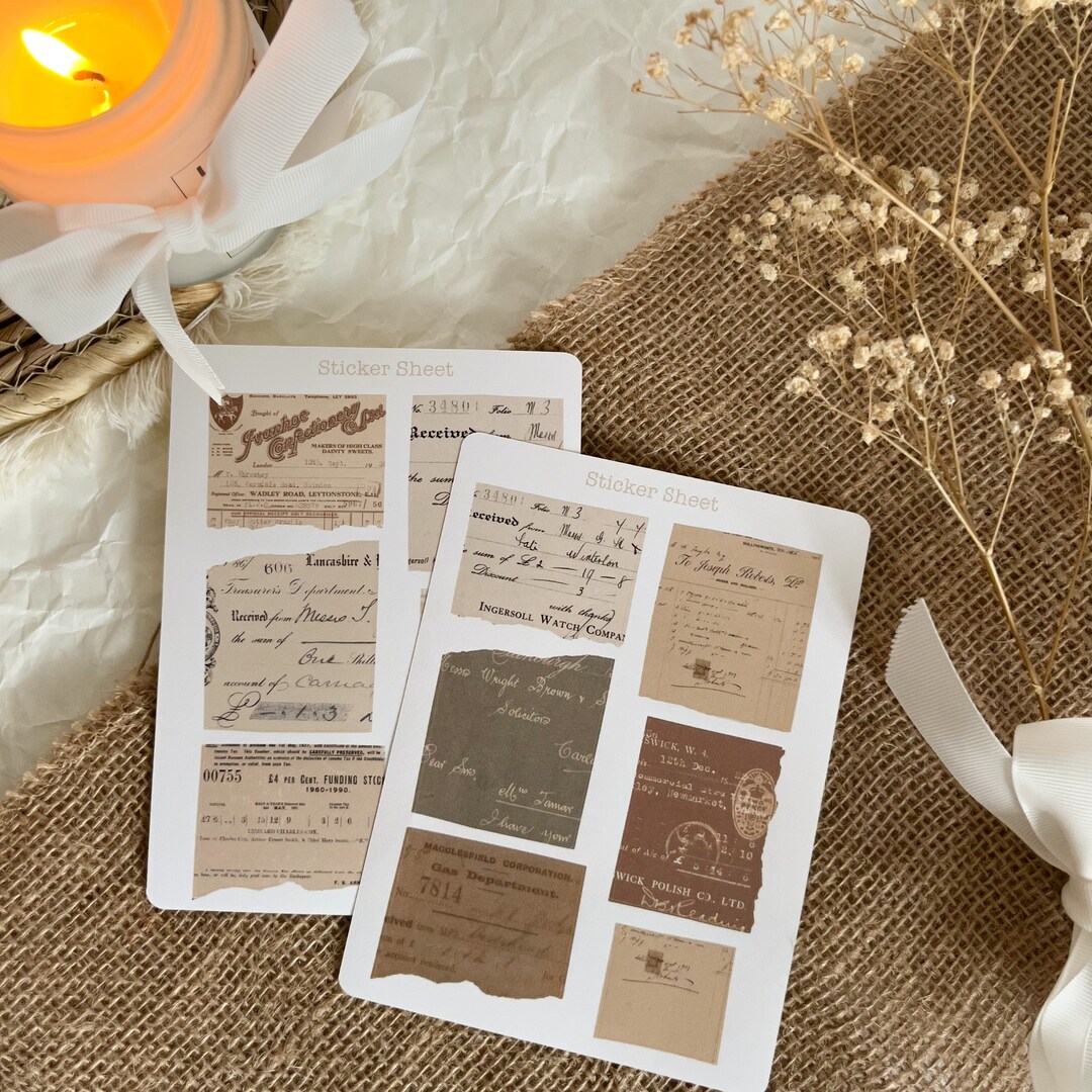 Ephemera Paper Scraps Sticker Sheet - Etsy