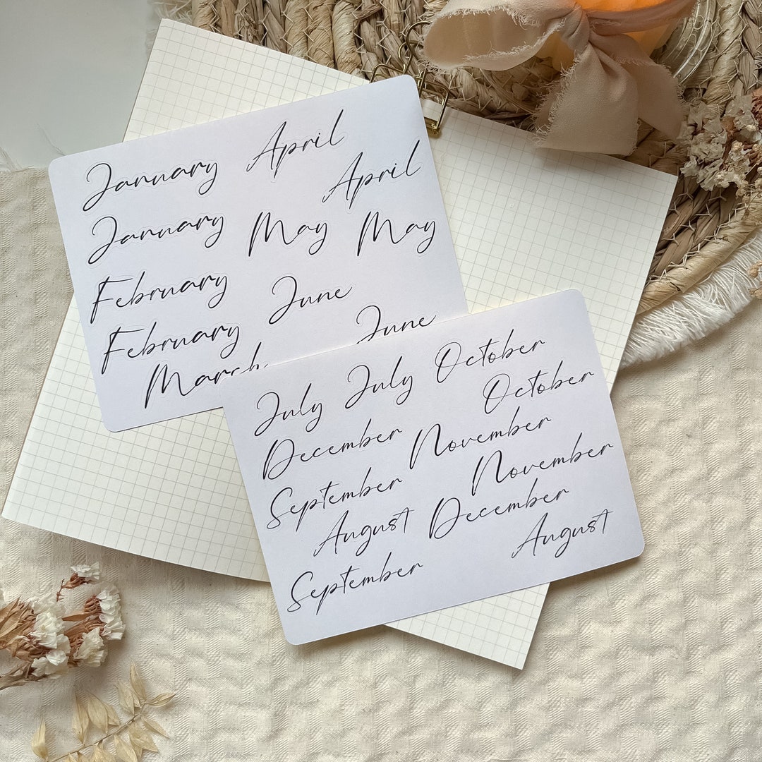 Lettered Monthly Header Sticker Sheet, Planner Stickers, Minimalist ...