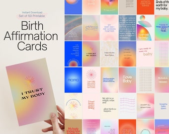 32 Birth Affirmation Printable Cards, Digital Download - Etsy