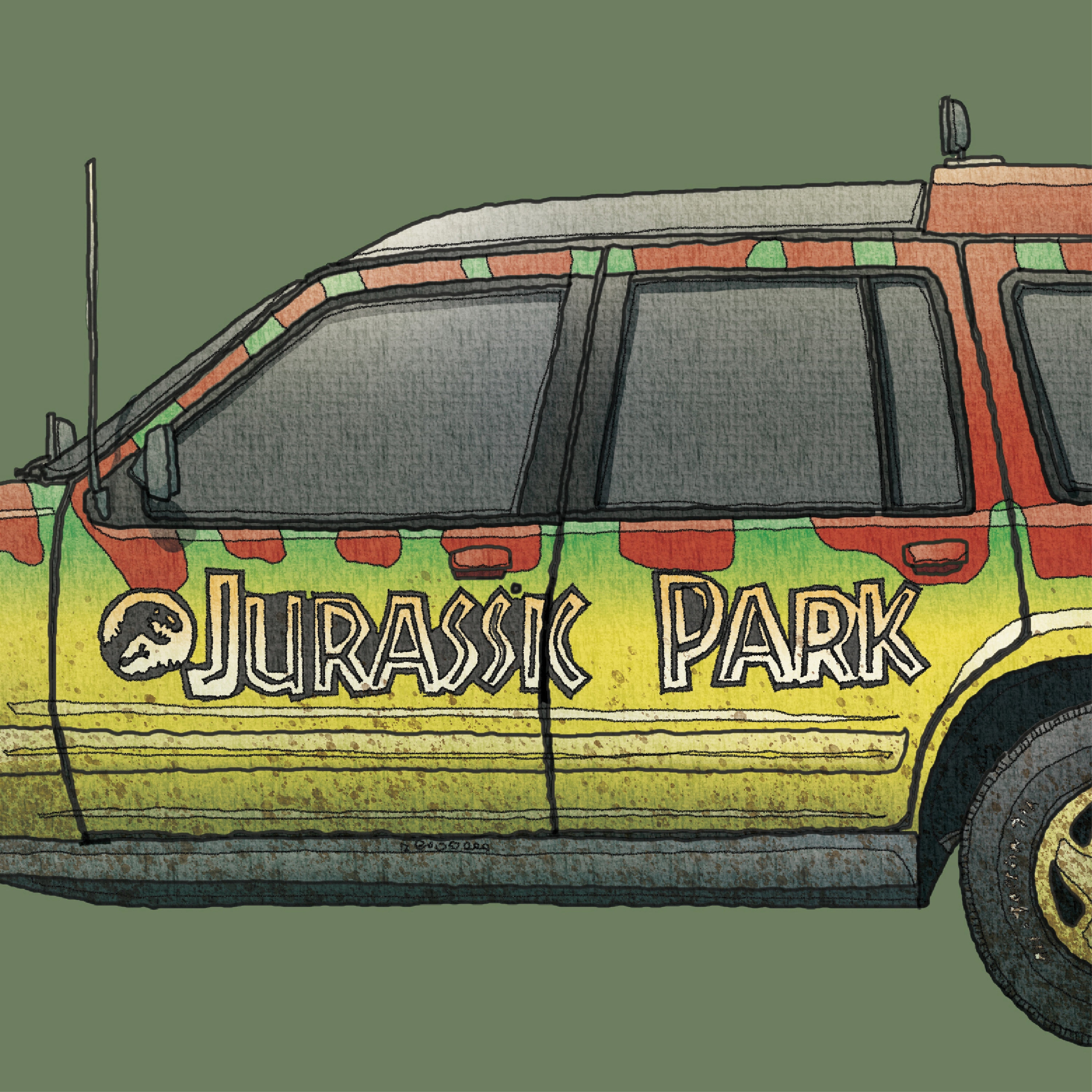 The Cars Of Jurassic Park Poster Etsy