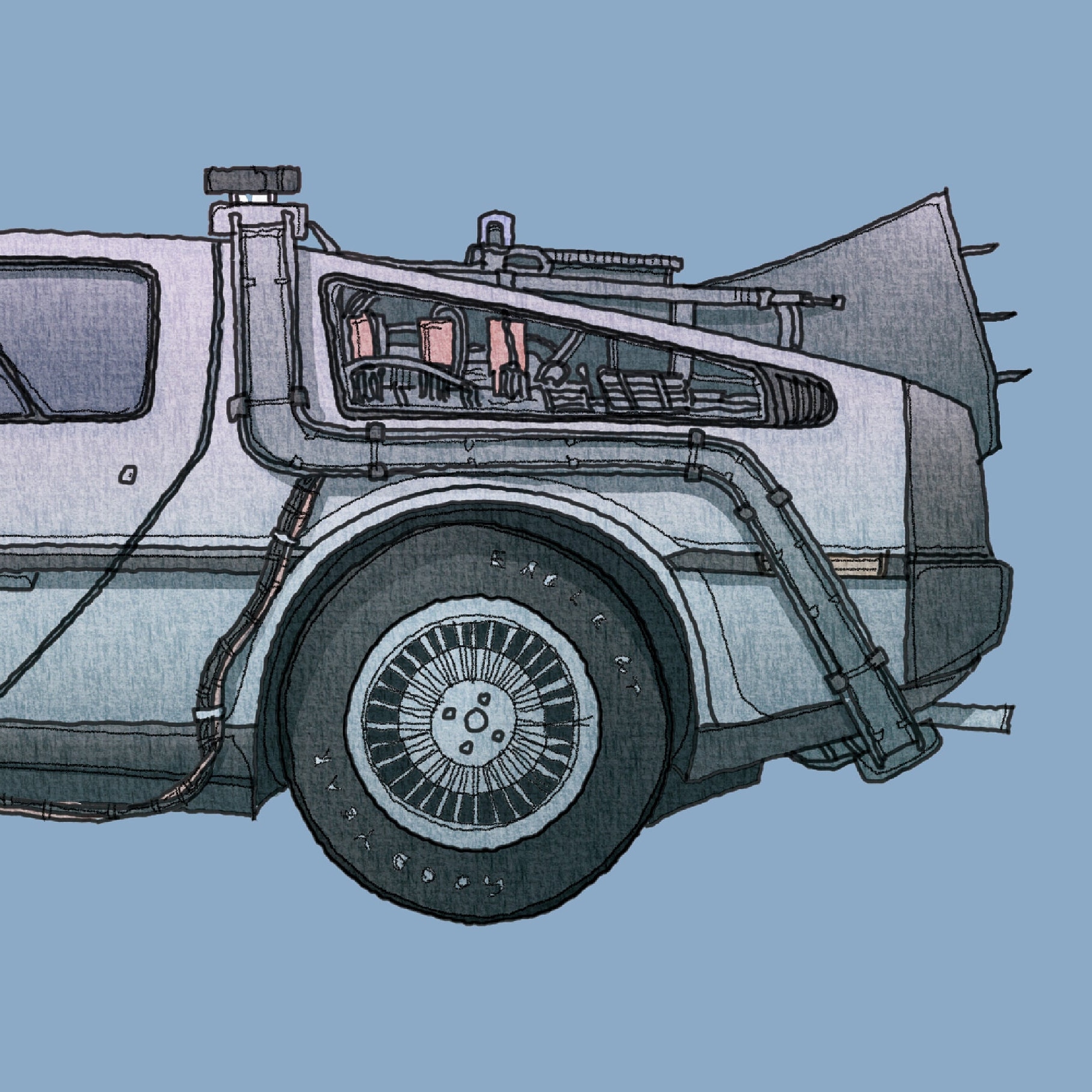 Delorean Back To The Future Drawing