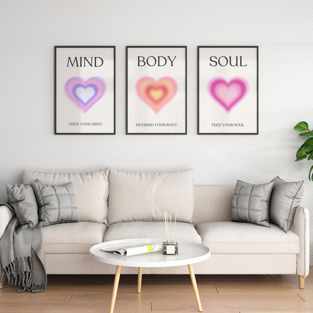 Mind Body Soul Aura Poster 3 Piece Wall Art Aura Energy - Etsy