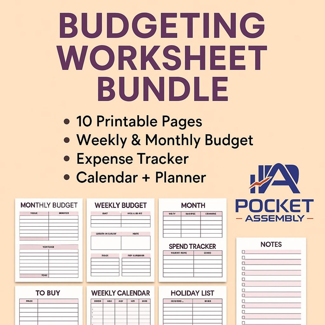 Printable Budget Planner Bundle – 10 Financial Worksheets for Monthly ...