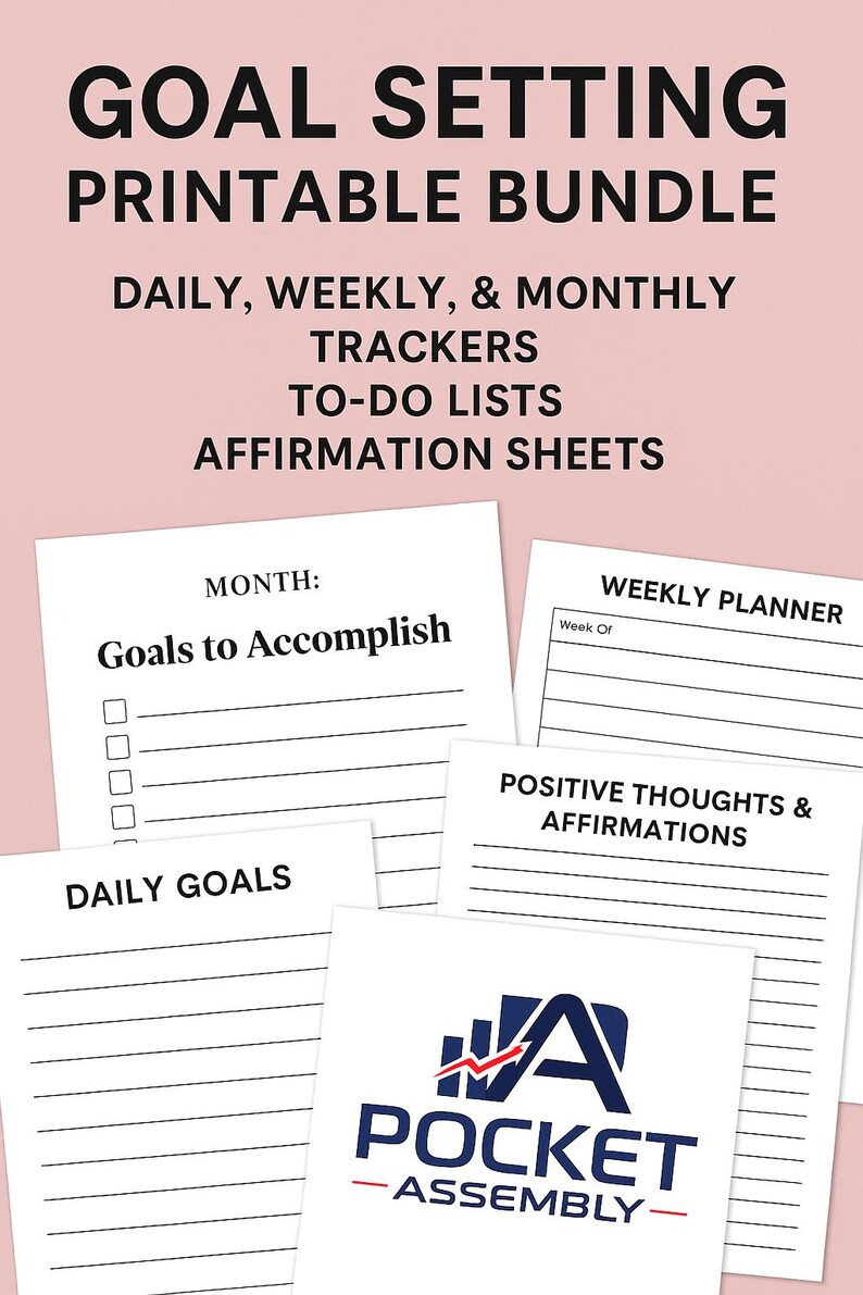 Goal Planner Printable Bundle – Daily Goals, Weekly To-do List, Monthly ...