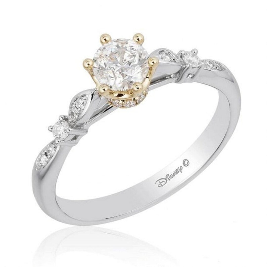 Enchanted Disney Jewelry Princess Round Diamond Ring 925 Silver 10K/14K ...
