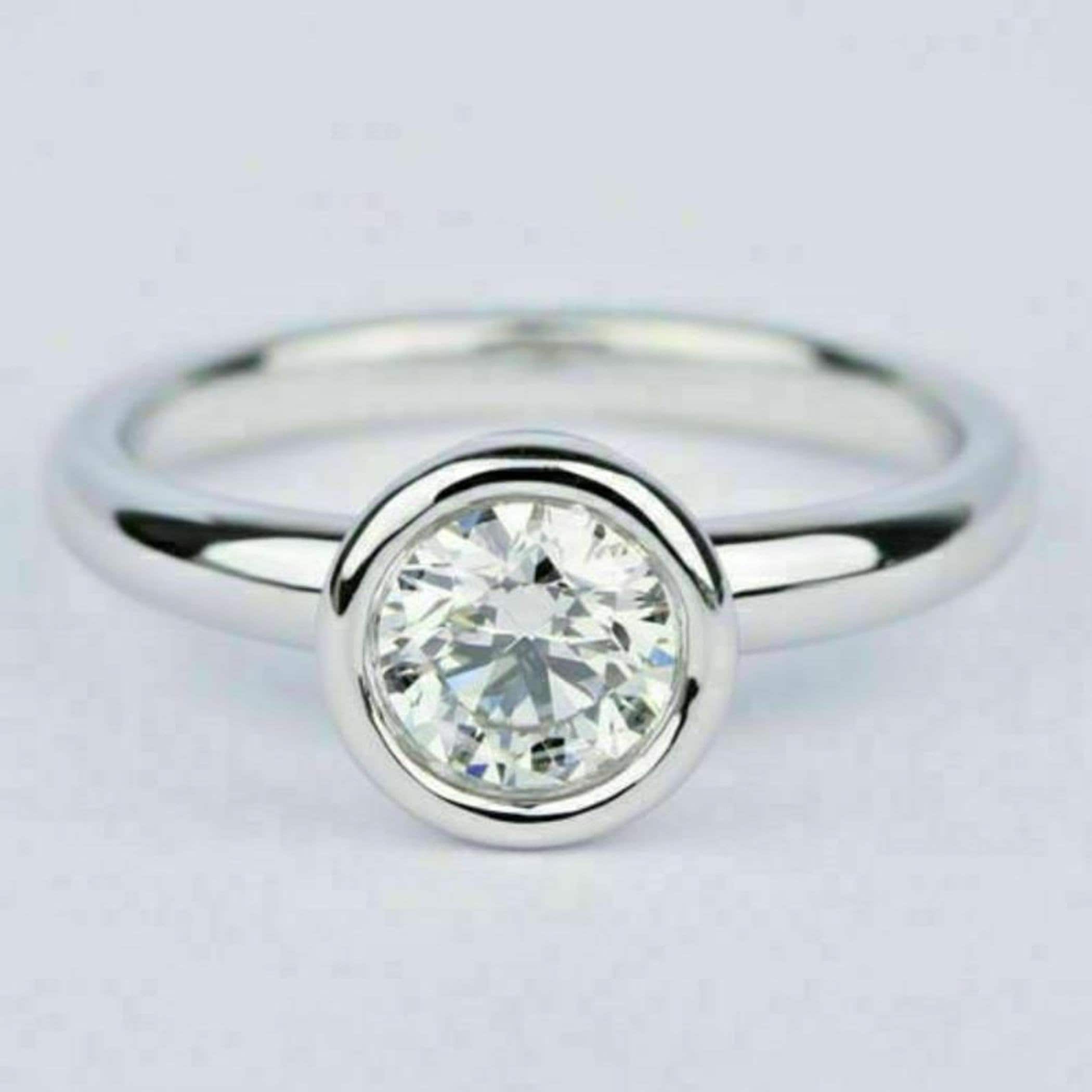 Bezel Set One Solitaire Ring/ 2 CT Round Cut 6mm White - Etsy