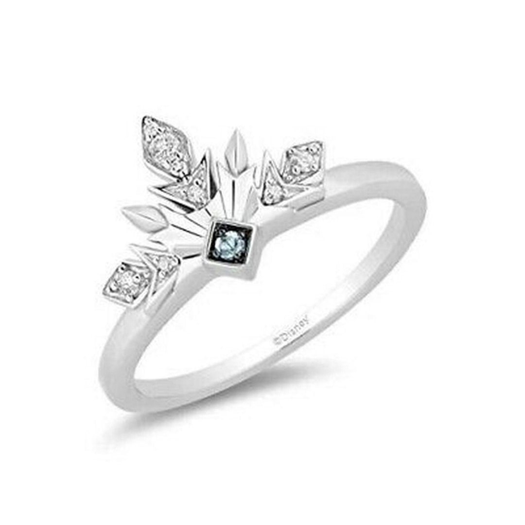 Enchanted Disney Frozen 2 Elsa Snowflake Engagement Ring/ 925 Sterling ...