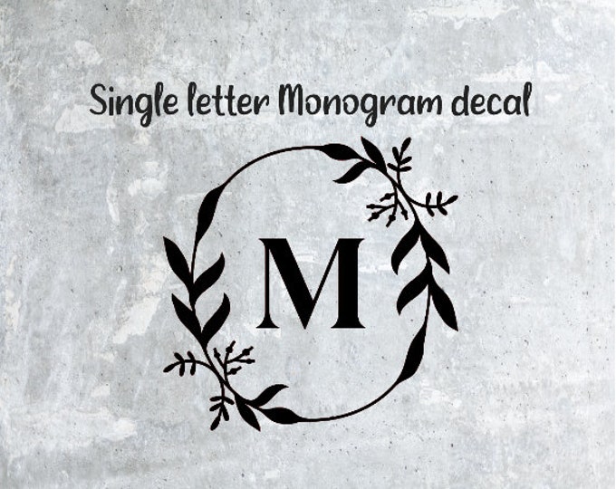 Single Letter Decal, Letter Vinyl Decal, Laptop Decal, Monogram Decal ...