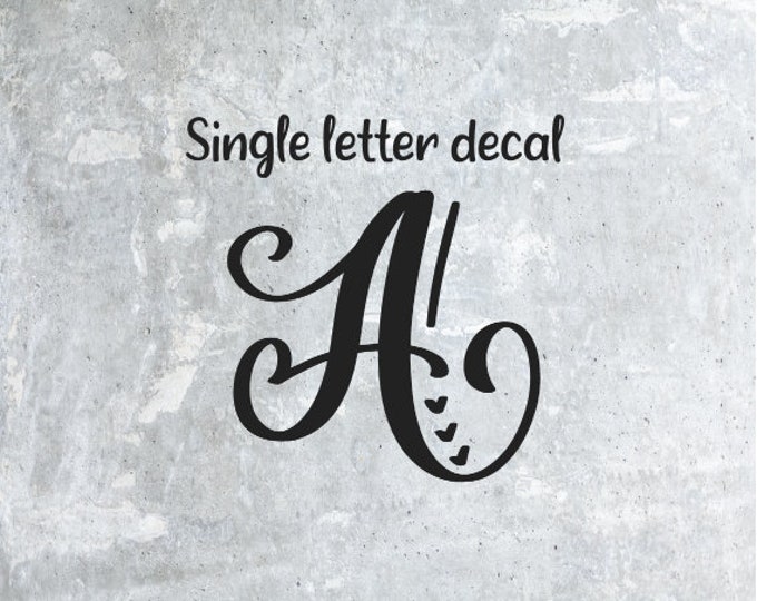 Single Letter Decal, Letter Vinyl Decal, Laptop Decal, Monogram Decal ...