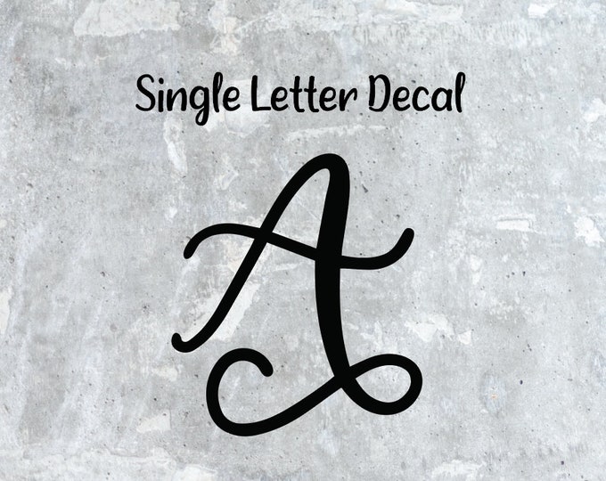 Single Letter Decal, Letter Vinyl Decal, Laptop Decal, Monogram Decal ...