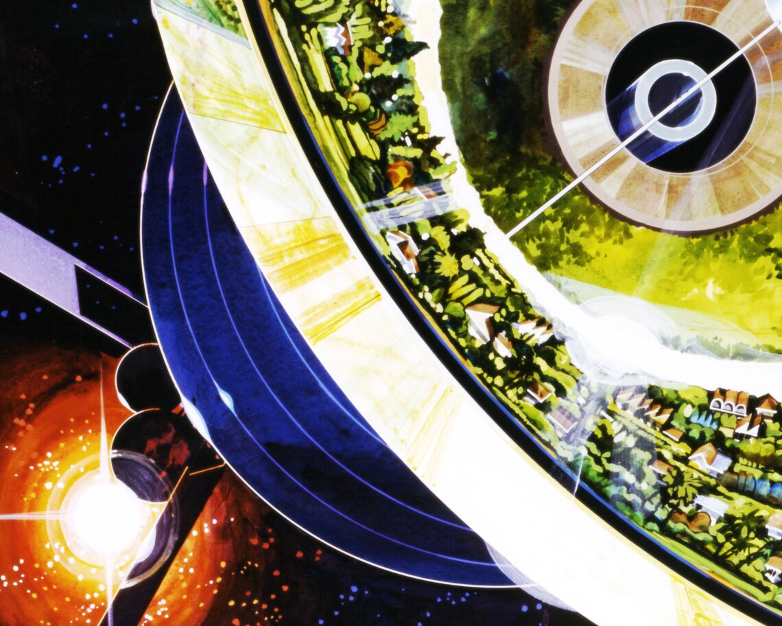 Space Settlement Poster Nasa Concept Art Guidice Bernal Sphere - Etsy