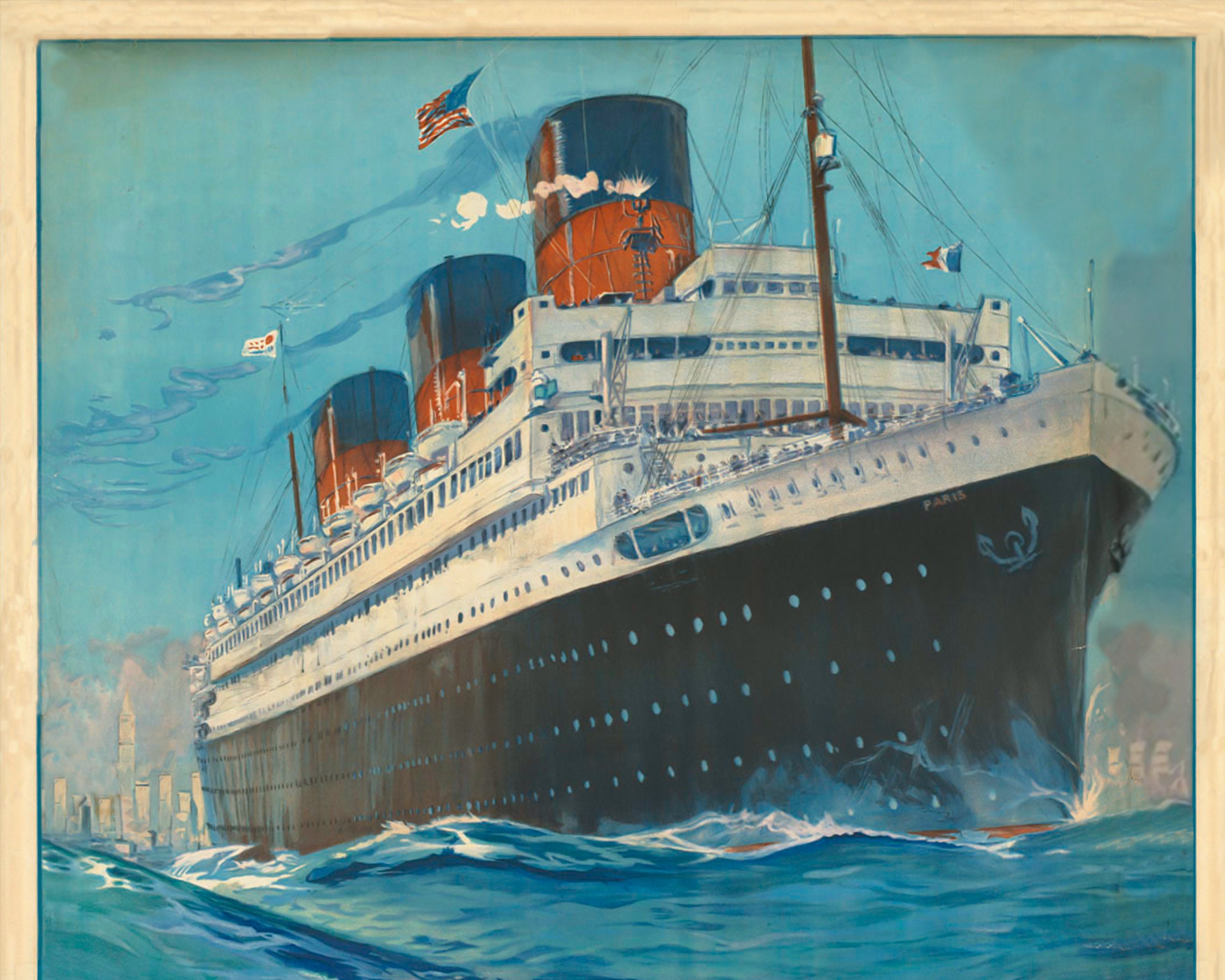 SS Paris Retro Poster Cruise Ship Vintage Art Print - Etsy