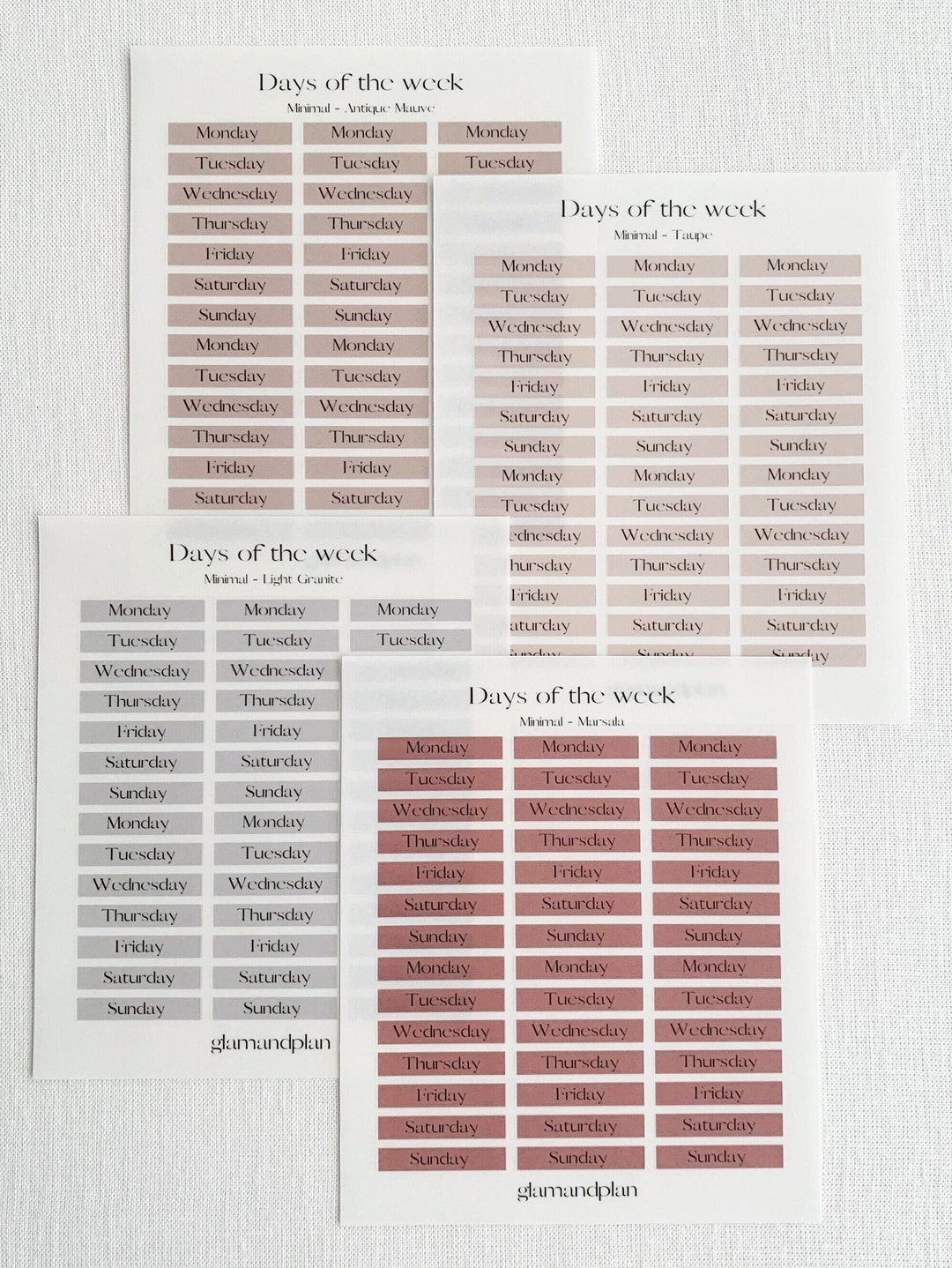 Minimal Days of the Week Planner Stickers - Journaling Stickers - - Etsy