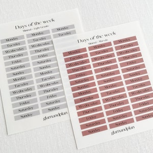 Minimal Days of the Week Planner Stickers - Journaling Stickers - - Etsy