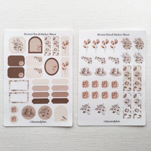 Brown Floral Planner Stickers - Journaling Stickers - Bujo Stickers ...