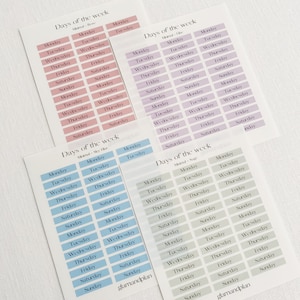Minimal Days of the Week Planner Stickers - Journaling Stickers - - Etsy