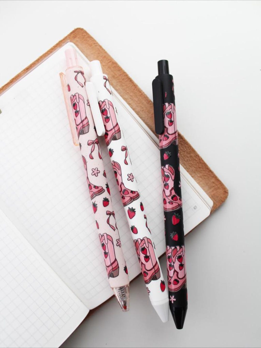 Strawberry Western Design Pens - Soft Touch Gel Ink Pens - Planner ...