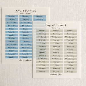 Minimal Days of the Week Planner Stickers - Journaling Stickers - - Etsy