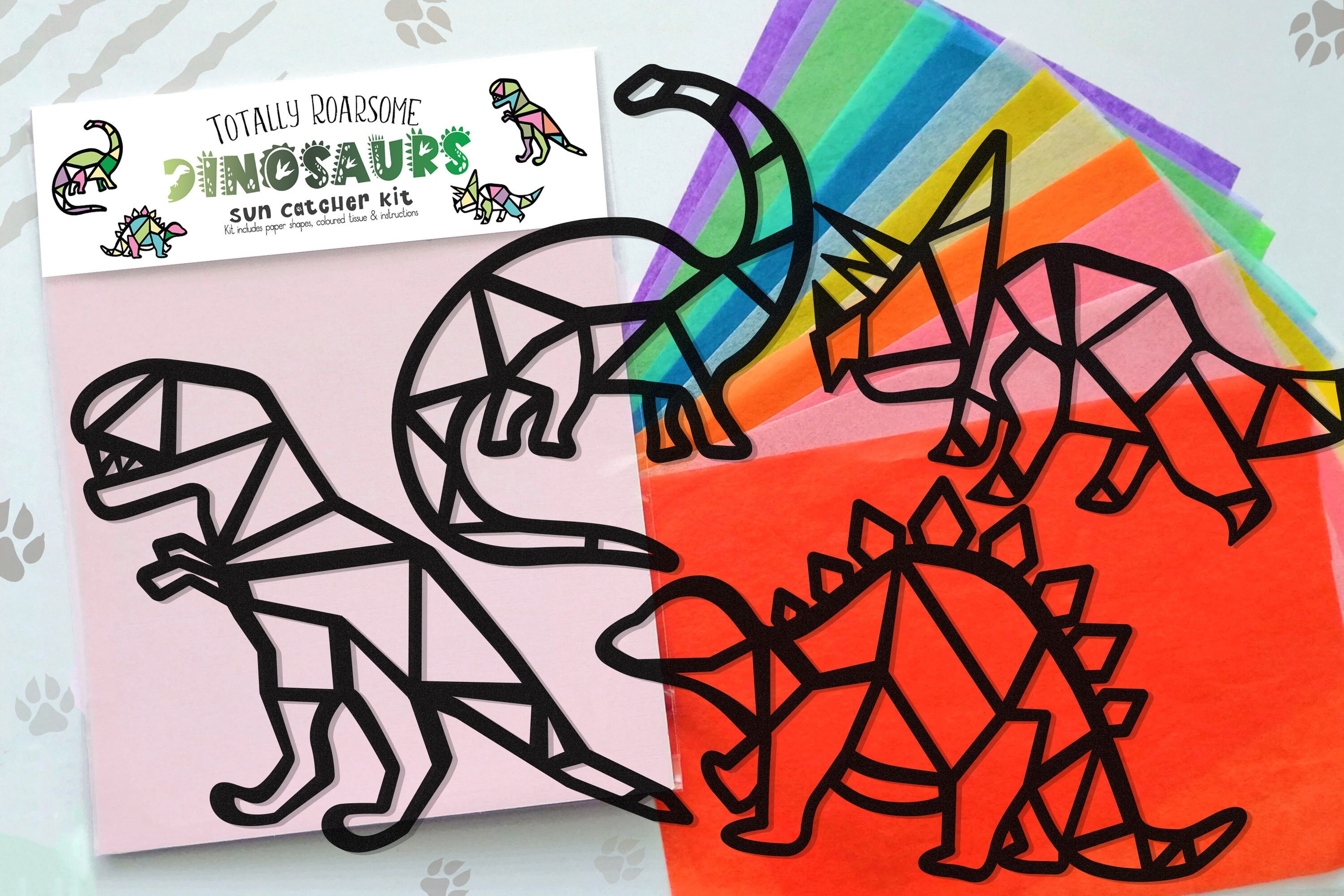 Dinosaur Suncatcher Kit Kids Craft Kit Children's Sun - Etsy