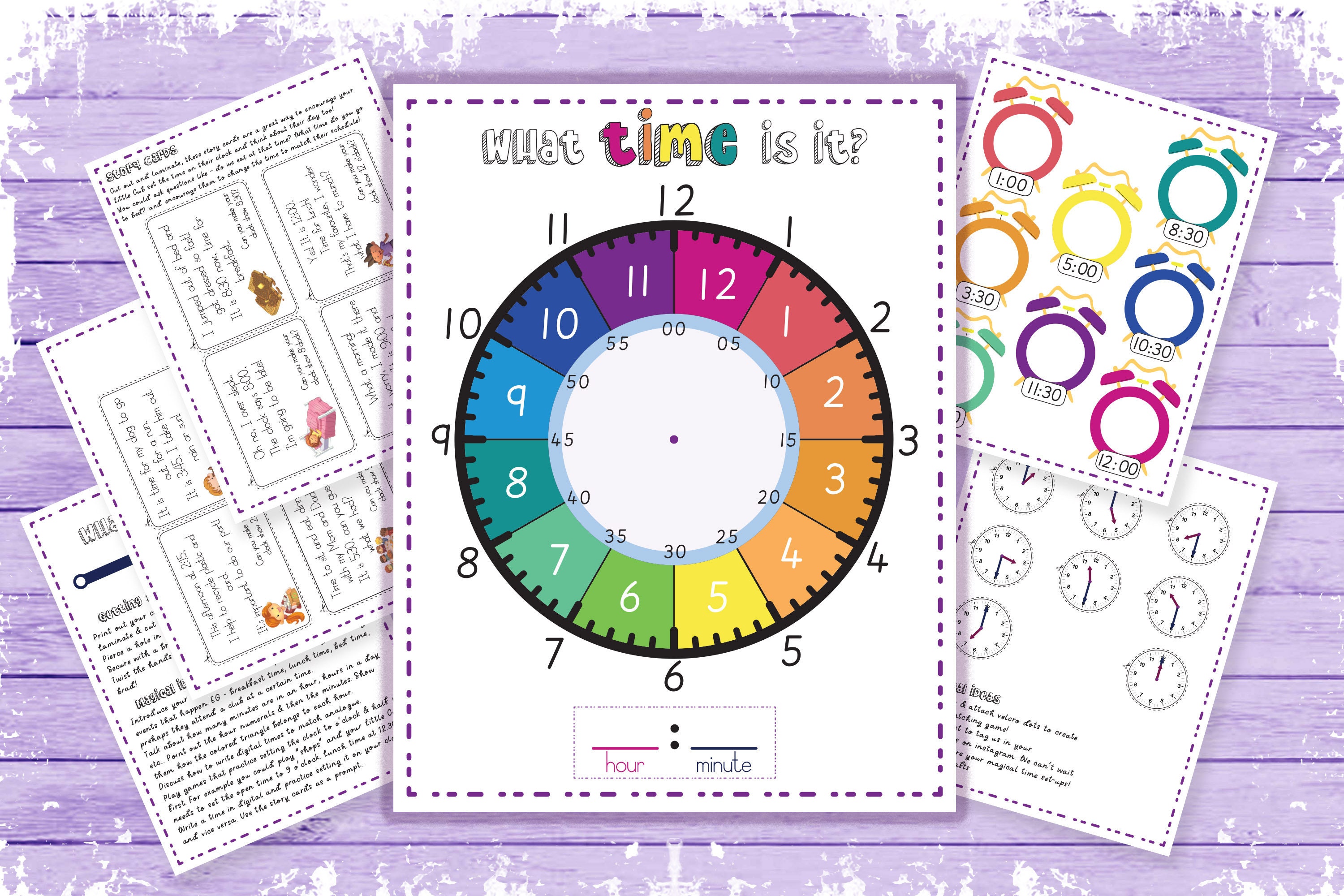 Learn to Tell Time Bundle, Printable Clock, Kids Learning Game ...