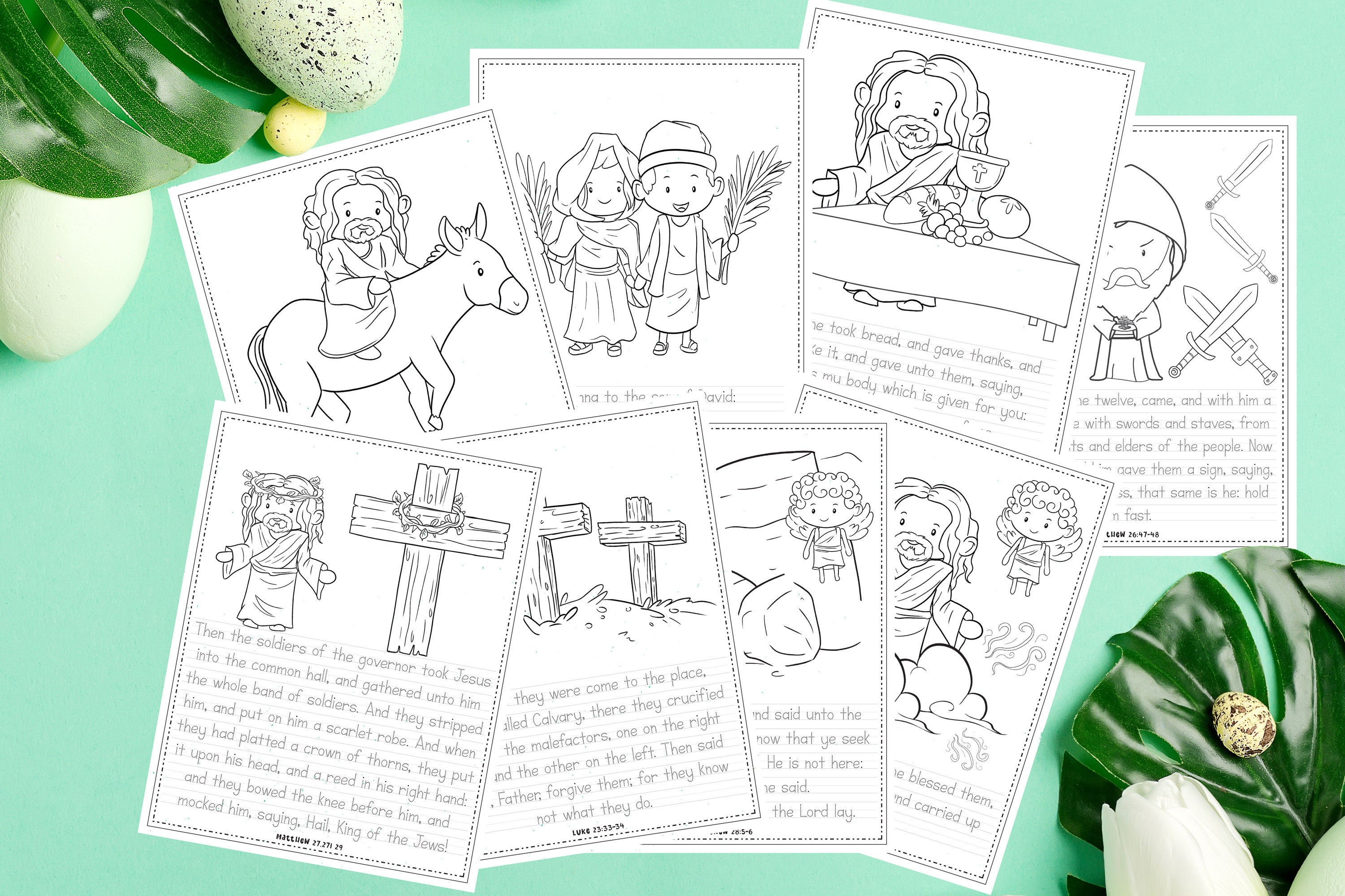 Printable Easter Story Coloring Pages Christian Easter Story - Etsy