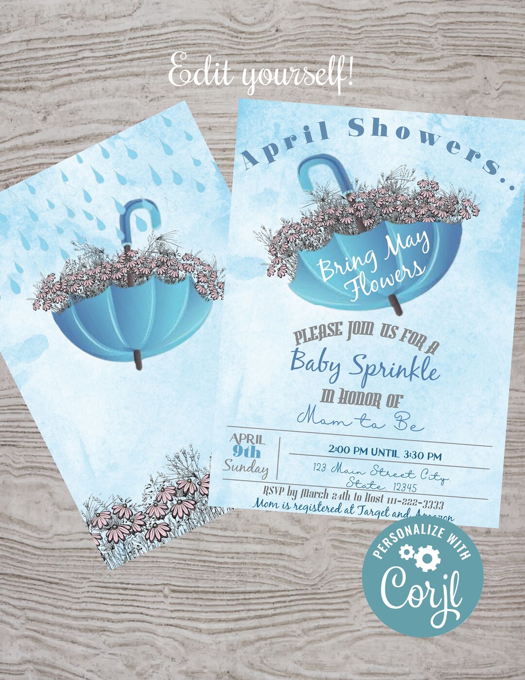 April Showers Bring May Flowers Boy Baby Shower Invite - Etsy