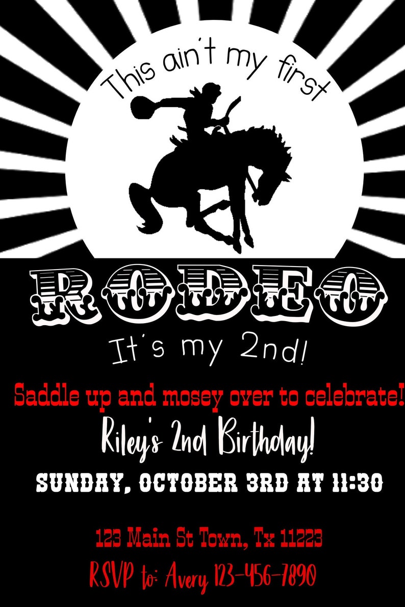 It's Not My First Rodeo, It's My Second Birthday Invite - Etsy