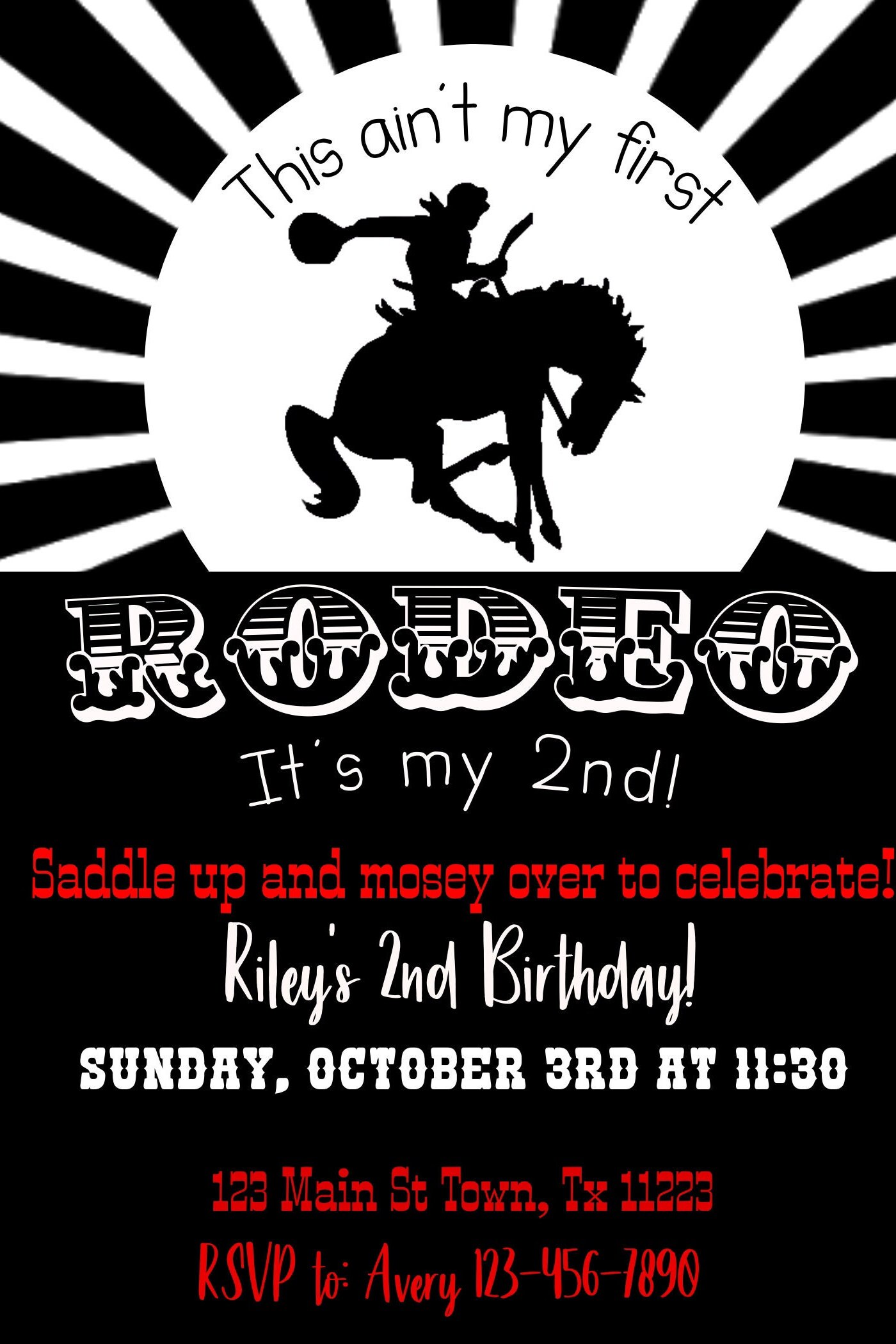 It's Not My First Rodeo, It's My Second Birthday Invite - Etsy