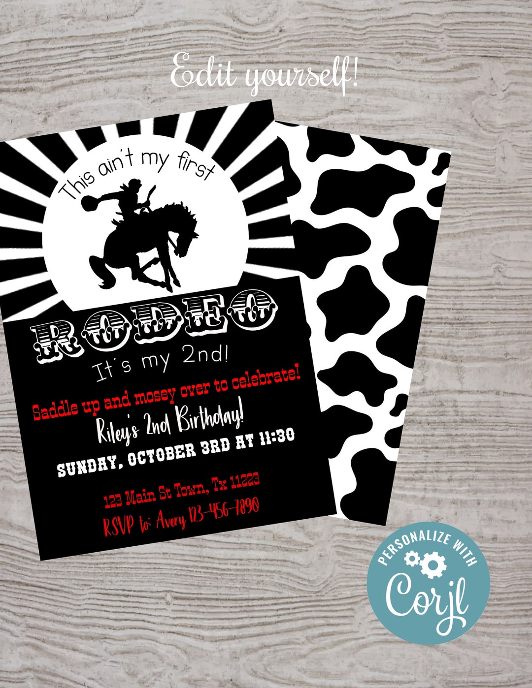 It's Not My First Rodeo, It's My Second Birthday Invite - Etsy