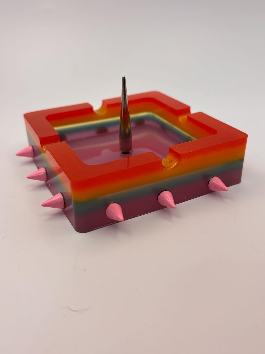 Rainbow Spiked Ashtray With Poker - Etsy