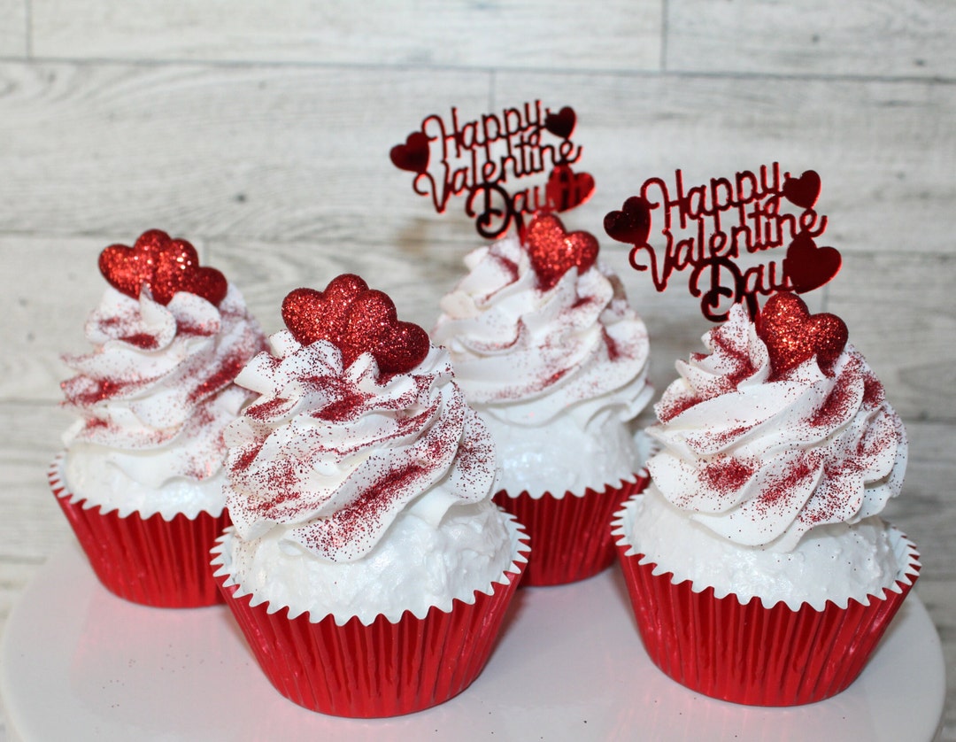 Fake RED Valentine's Day Cupcakes, Valentine's Cupcakes, Valentine's ...