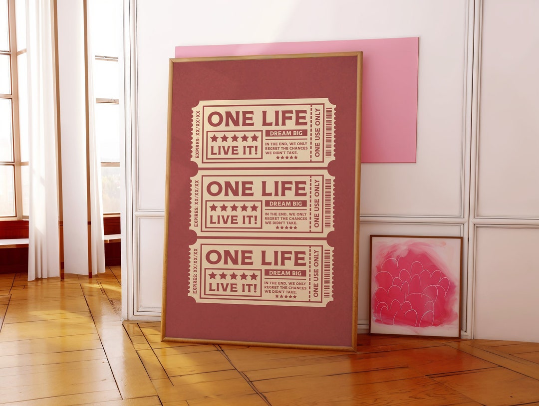 Retro Vintage Ticket, Preppy Wall Art, Art Bar Cart Print, Funky ...