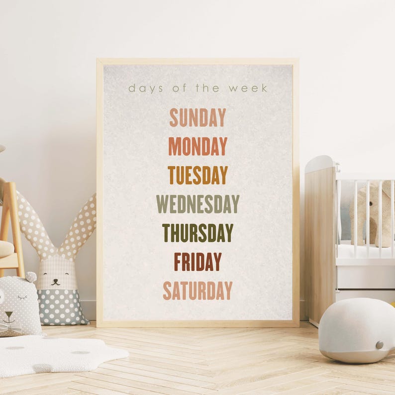 Days of the Week Printable: Boho Homeschool Decor (digital Download - Etsy