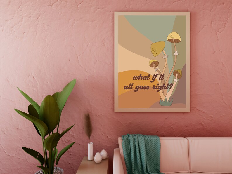 Mushroom Wall Art Motivational Quote Mushroom Print 70s - Etsy