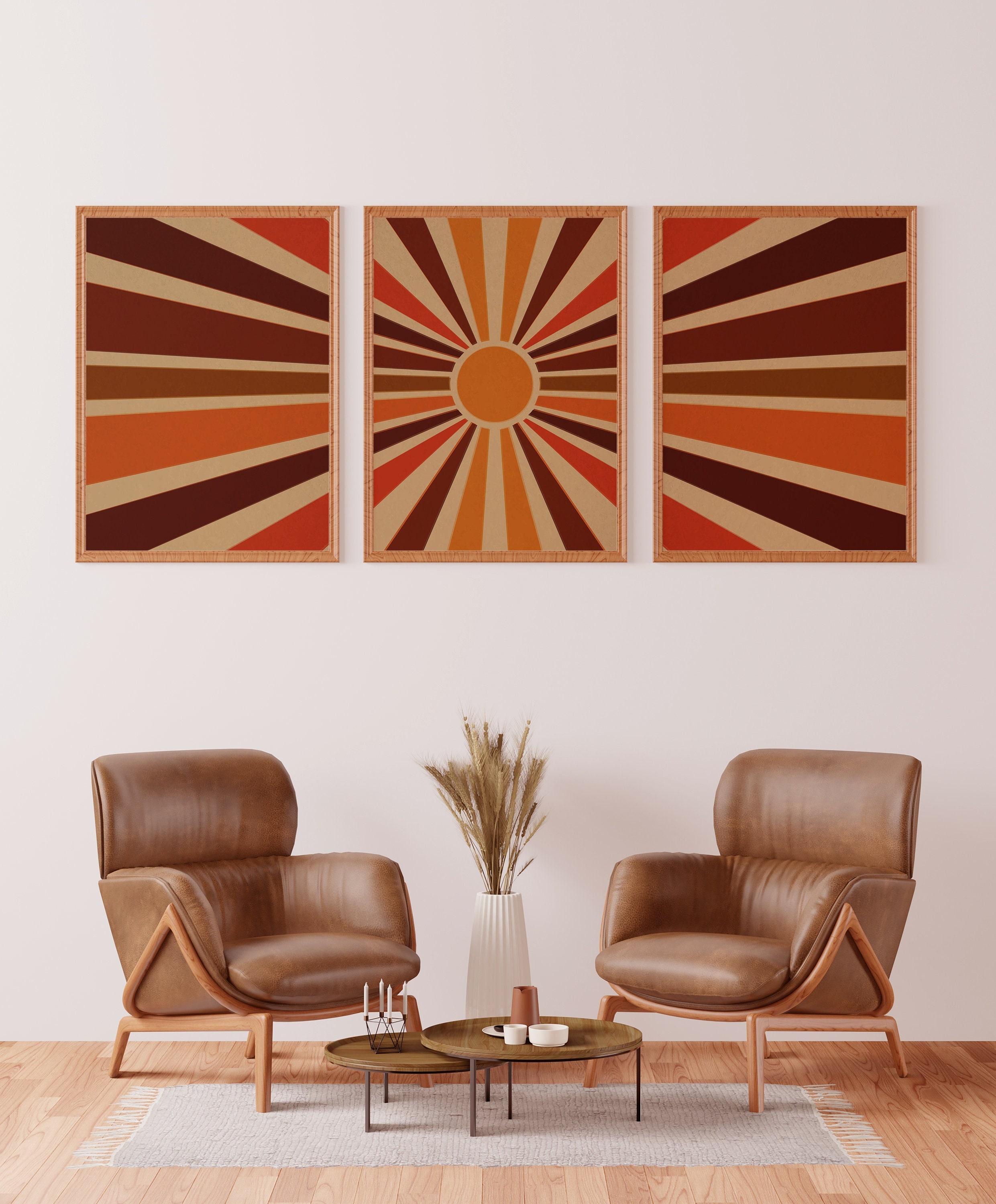 Retro Sun Wall Art 70s Wall Art Set 70s Art Print Retro - Etsy