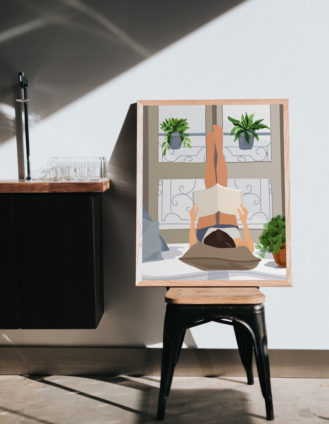 Reading Woman Print, Woman Reading Book Poster Print, Book Lover Art ...