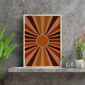 Retro Sun Wall Art, 70s Wall Art Set, 70s Art Print, Retro Poster, Sun ...