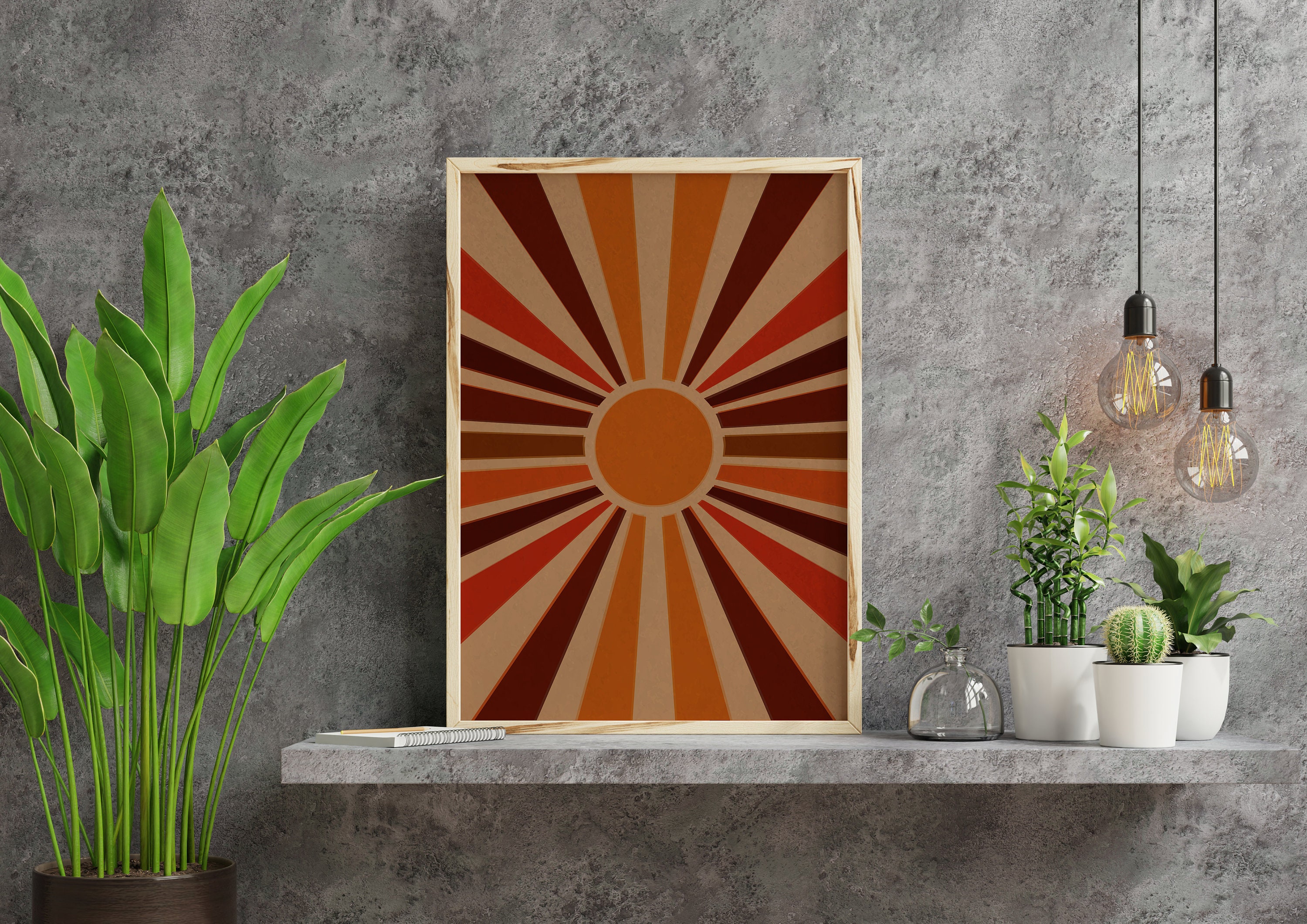 Retro Sun Wall Art 70s Wall Art Set 70s Art Print Retro - Etsy