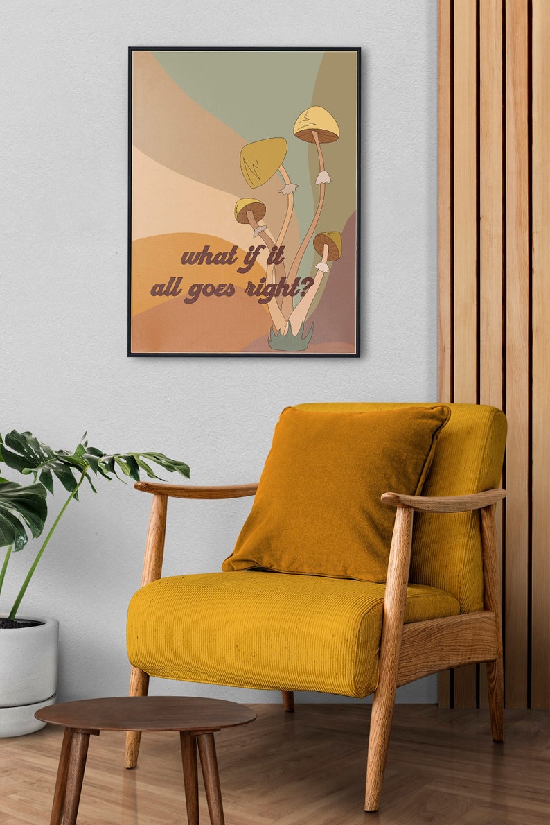 Mushroom Wall Art Motivational Quote Mushroom Print 70s - Etsy