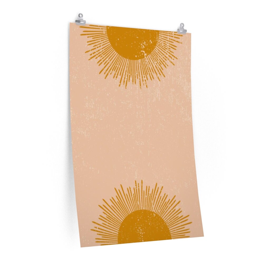 Retro Sun Poster, Sun Illustration, Sun Art Print, Vintage Poster ...