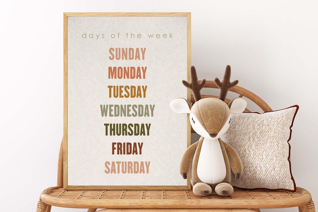 Days of the Week Printable: Boho Homeschool Decor (digital Download - Etsy