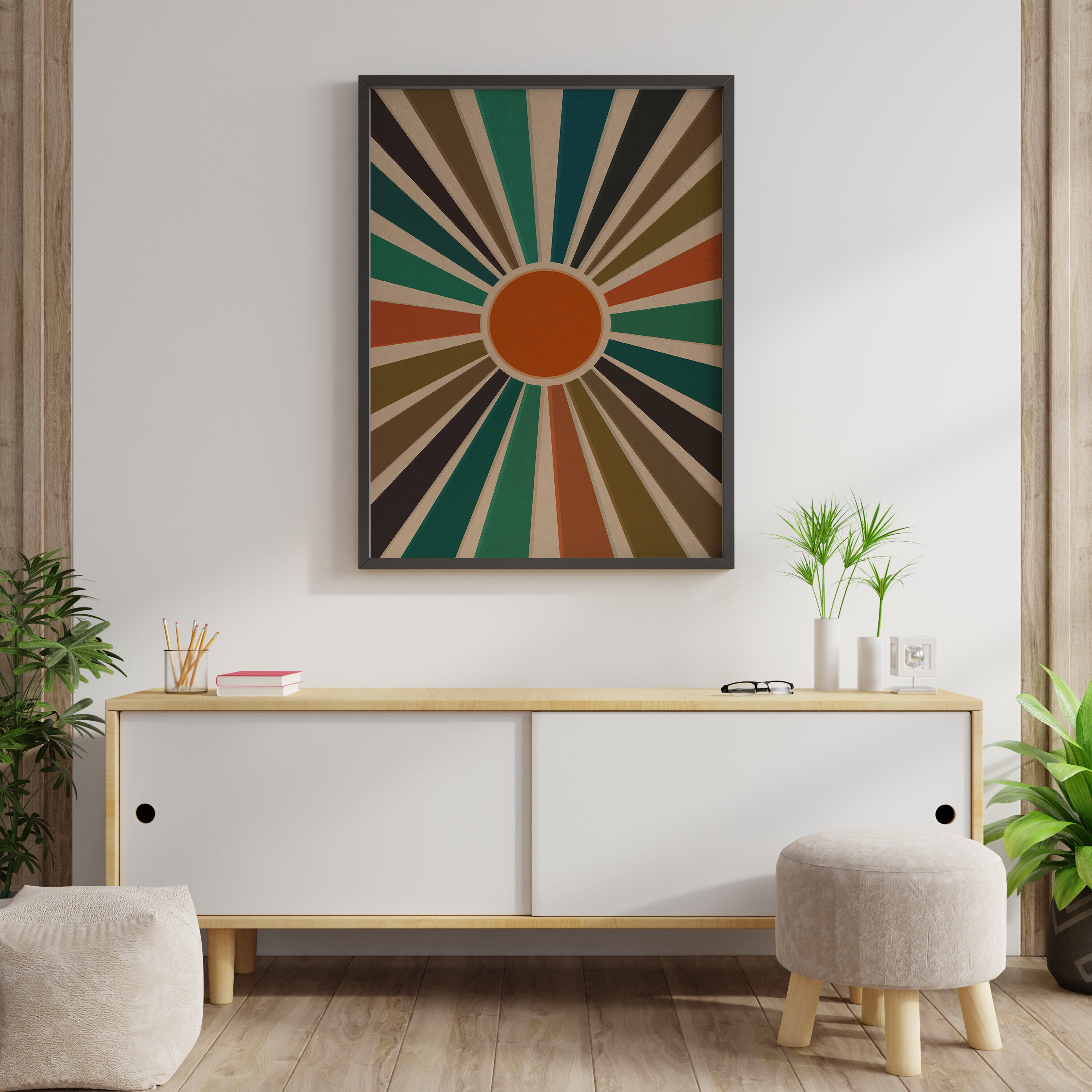 Sunburst Wall Decor Boho Sun Art 70s Poster Sun Wall | Etsy