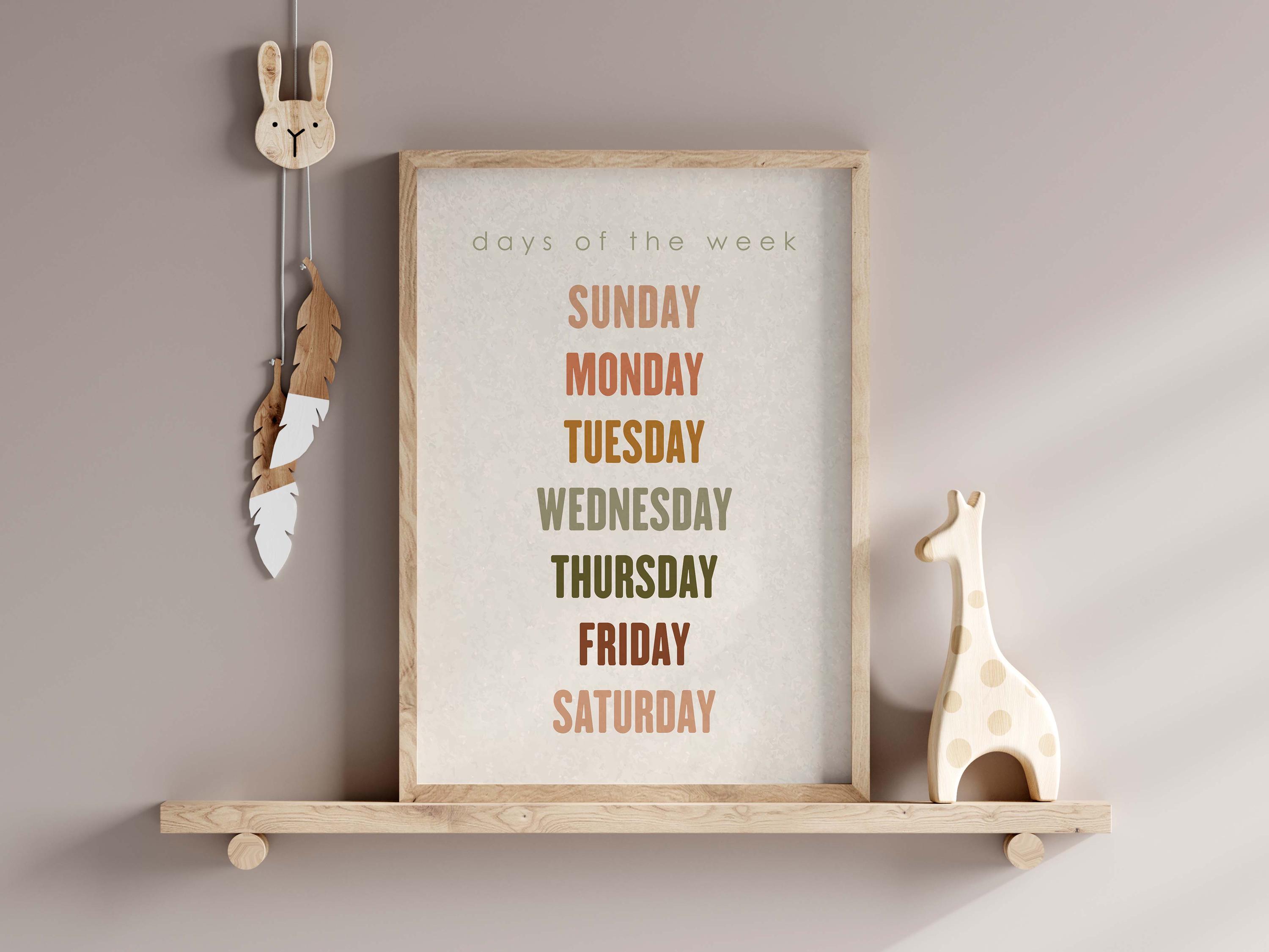 Days of the Week Printable: Boho Homeschool Decor (digital Download - Etsy